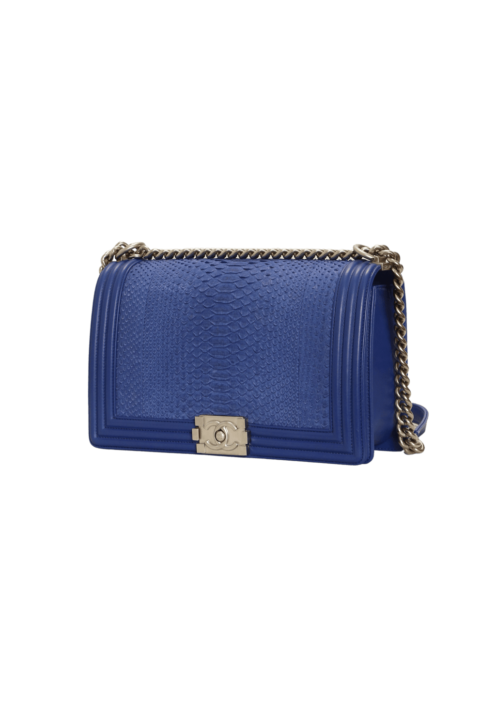 BOLSA CHANEL MEDIUM PYTHON BOY BAG AZUL ORIGINAL – Gringa