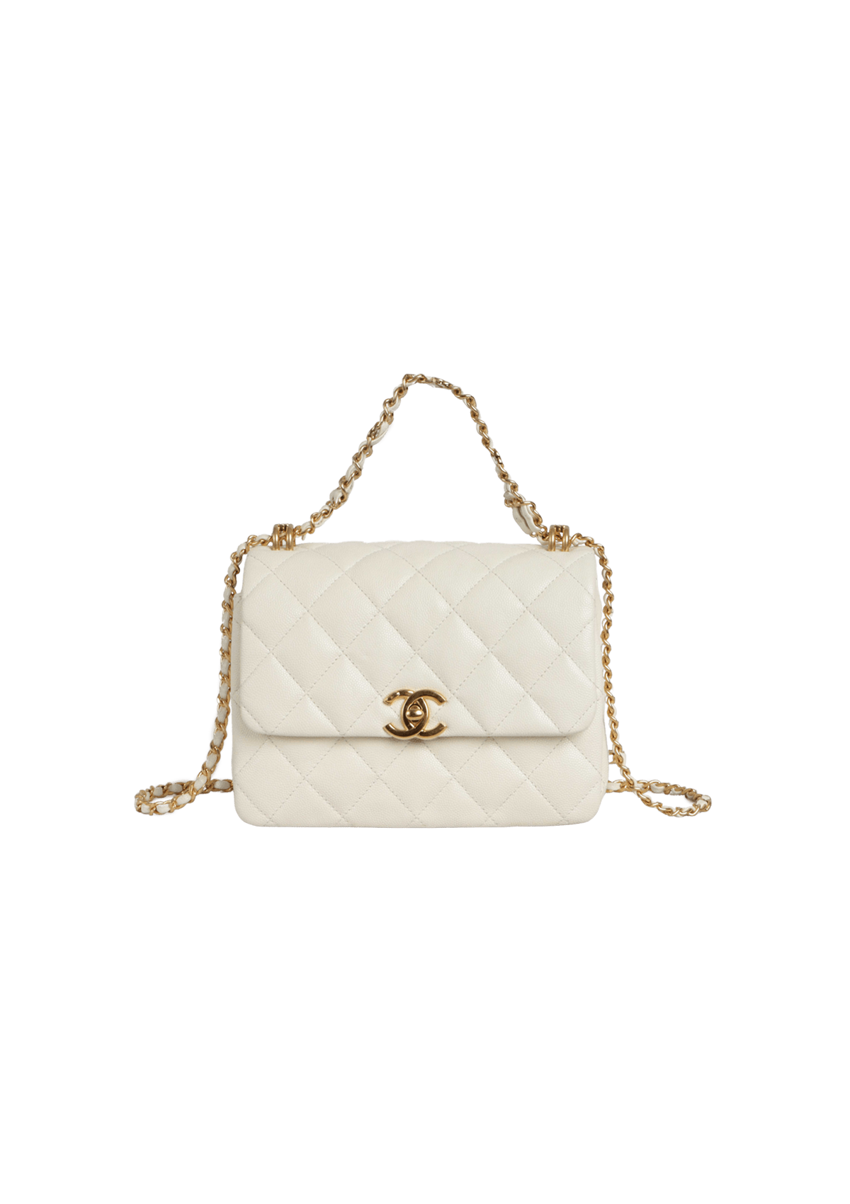 BOLSA CHANEL COCO FIRST FLAP BAG GRAINED CALFSKIN BRANCO ORIGINAL – Gringa