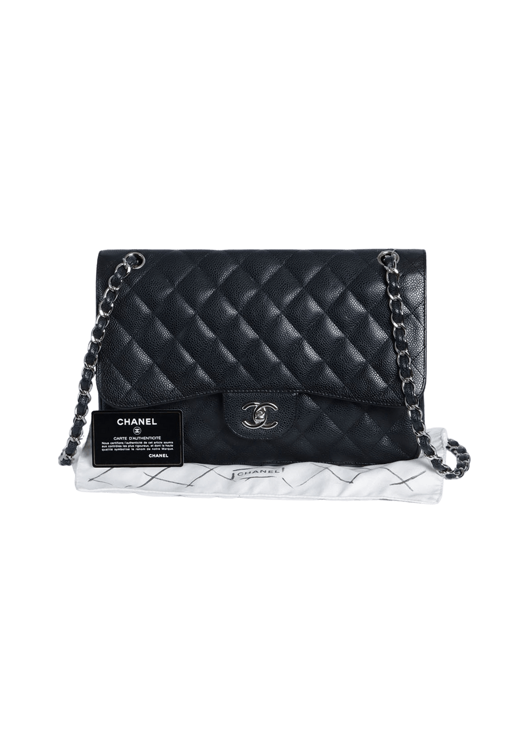 BOLSA CHANEL JUMBO CLASSIC DOUBLE FLAP CAVIAR PRETO ORIGINAL – Gringa