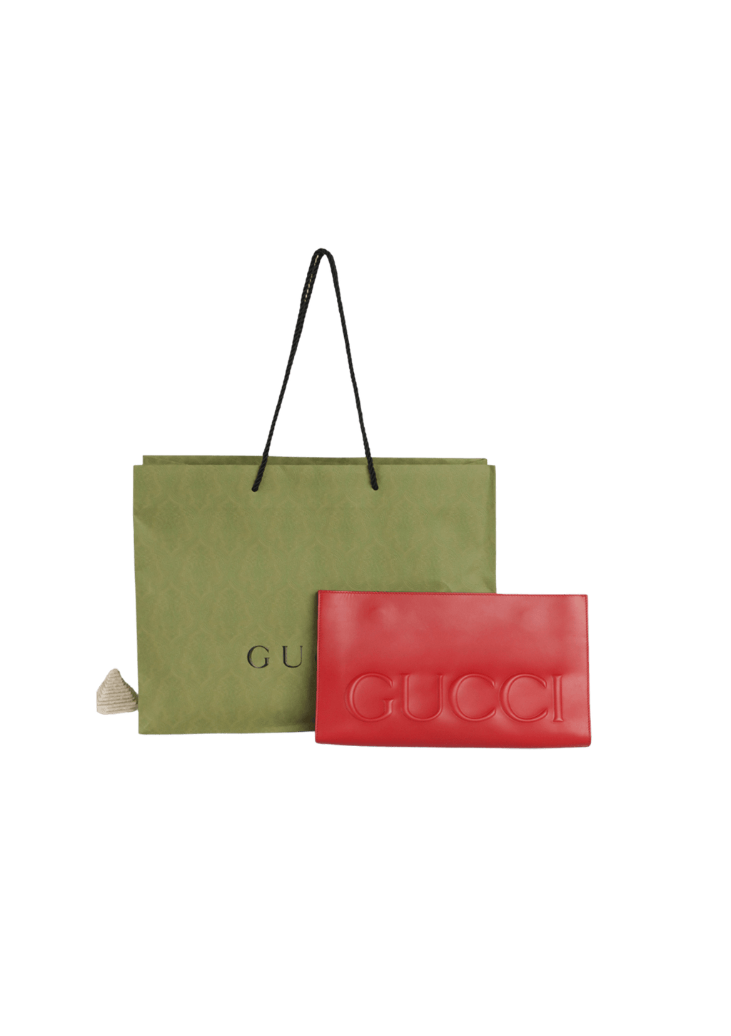BOLSAS GUCCI EMBOSSED XL CLUTCH VERMELHO ORIGINAL – Gringa