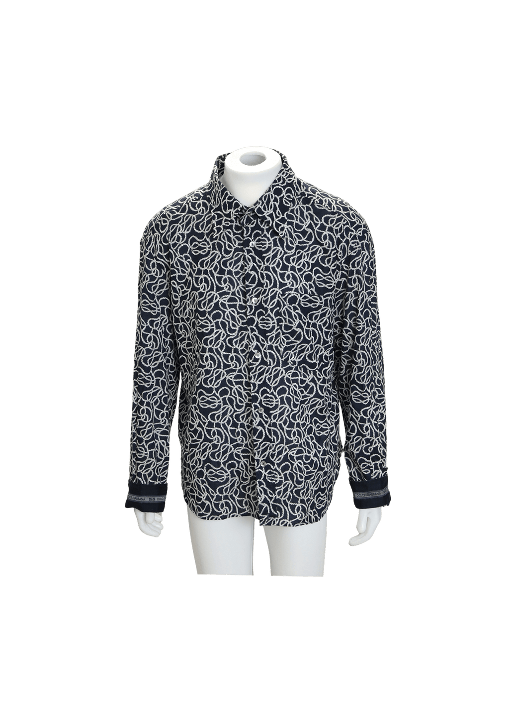 CAMISA DOLCE & GABBANA NAVY PRINT SHIRT 38 AZUL ORIGINAL – Gringa