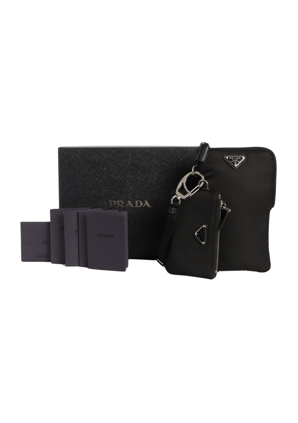 CASE PRADA TWO RE-NYLON POUCHES PRETO ORIGINAL – Gringa