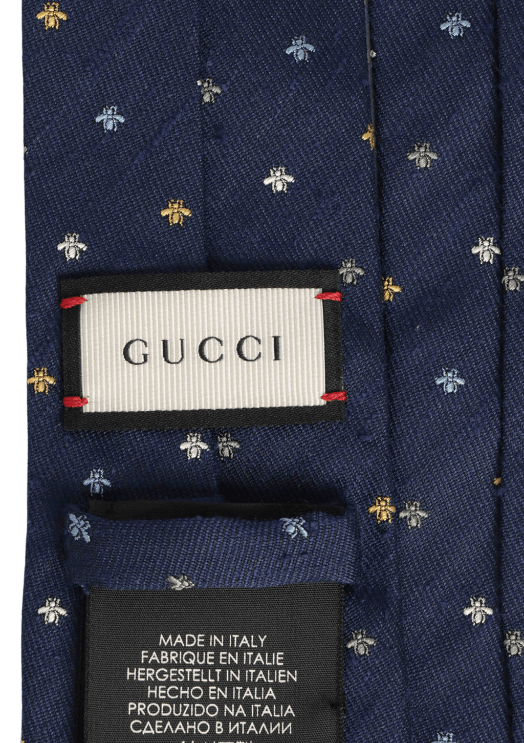 GRAVATA GUCCI BEE PATTERN SILK TIE AZUL ORIGINAL – Gringa