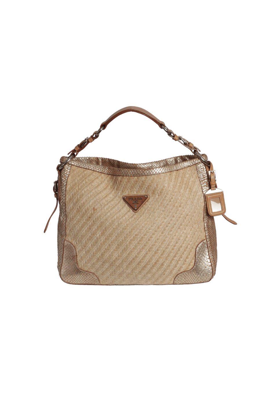 BOLSA PRADA PYTHON JUTE HOBO BEGE ORIGINAL – Gringa