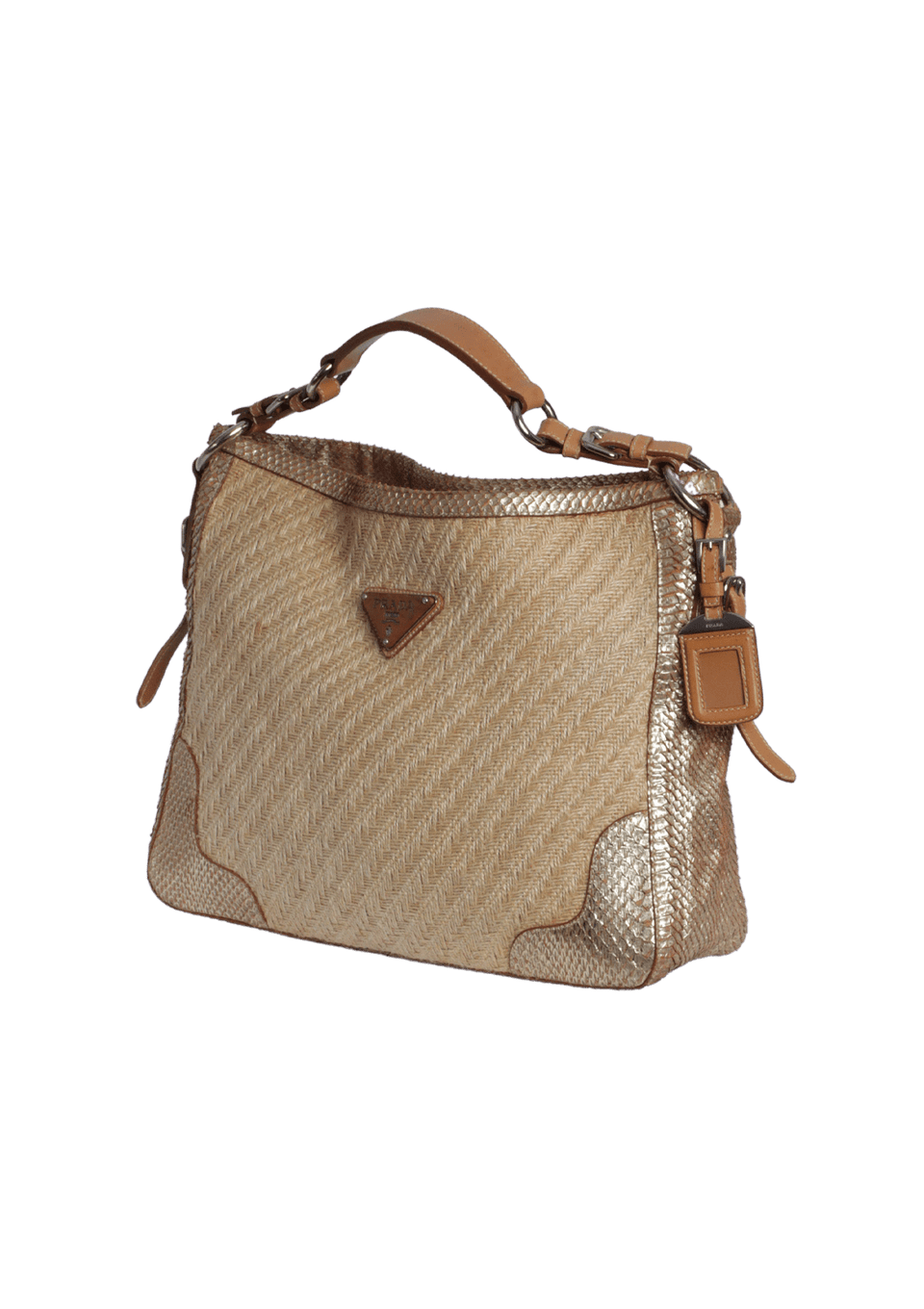 BOLSA PRADA PYTHON JUTE HOBO BEGE ORIGINAL – Gringa