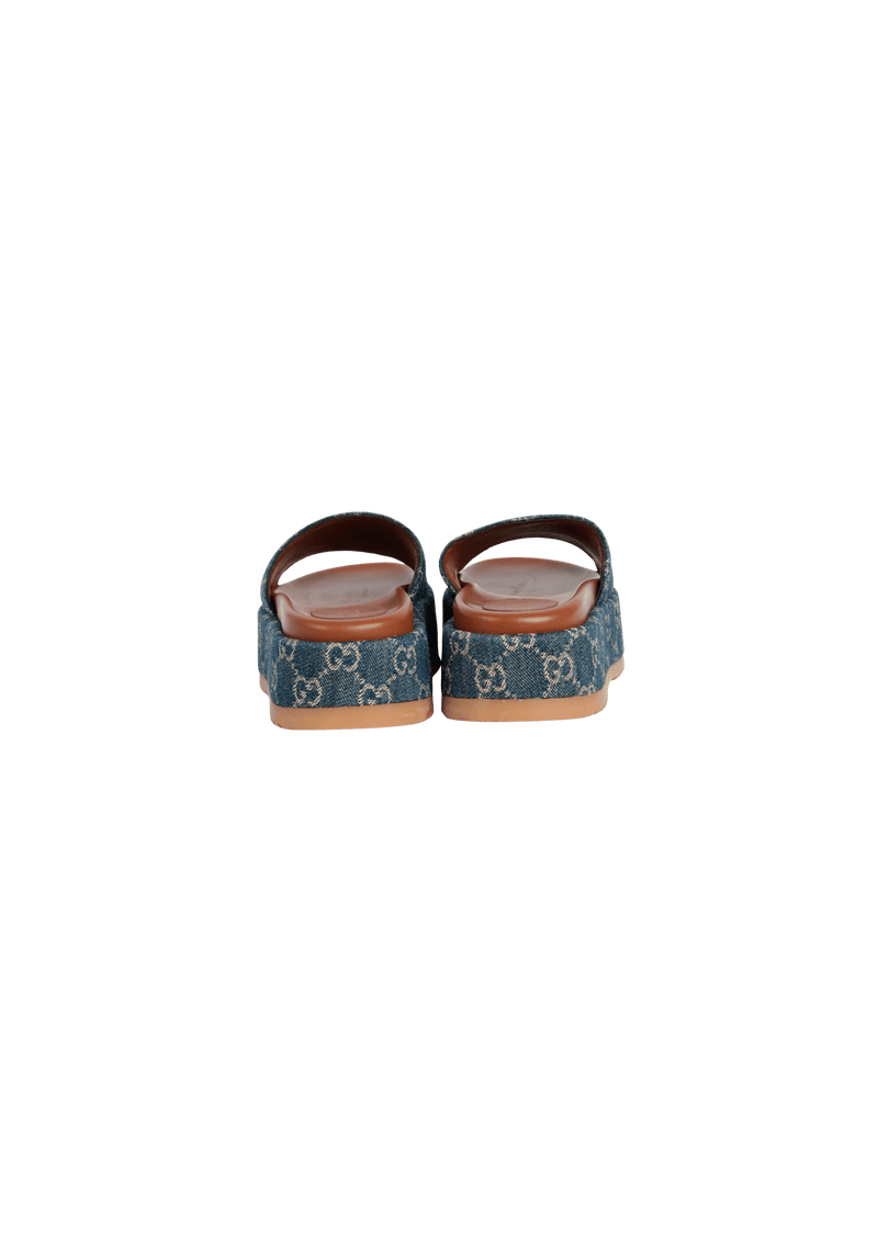 SANDÁLIA SLIDE PLATAFORMA GUCCI ANGELINA PLATFORM SLIDES AZUL 36 ...