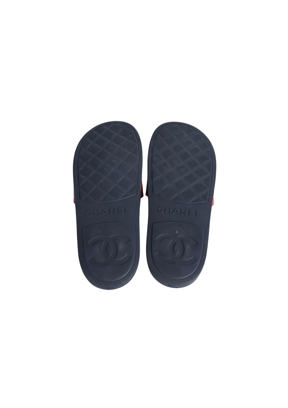 SAPATO CHANEL RUBBER CC SLIDES AZUL 34 ORIGINAL – Gringa