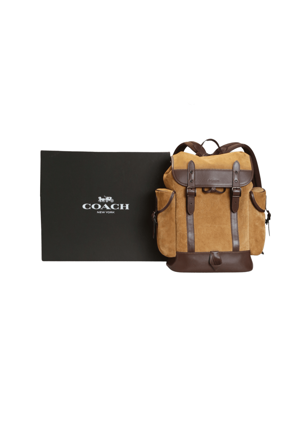BOLSA COACH SIGNATURE SUEDE HITCH BACKPACK BEGE ORIGINAL – Gringa