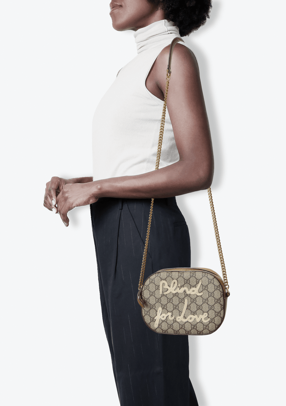 Bolsa Gucci GG Supreme Mini Blind For Love Bag Marrom Original – Gringa