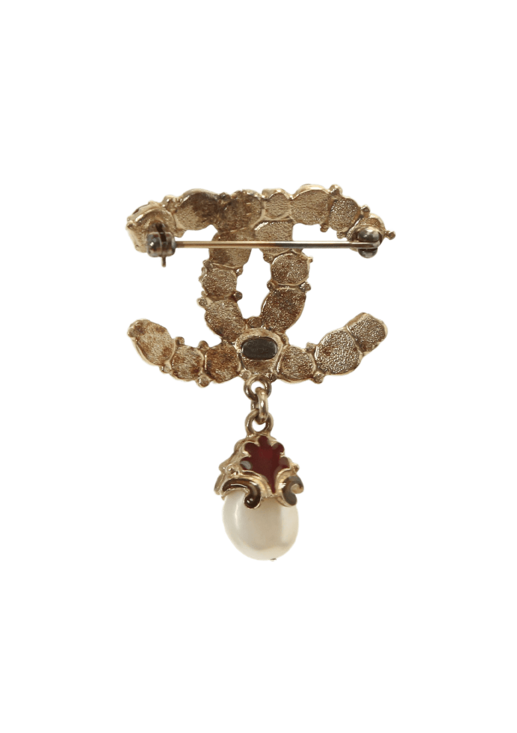 Broche Chanel CC Pearl Brooch Dourado Original – Gringa