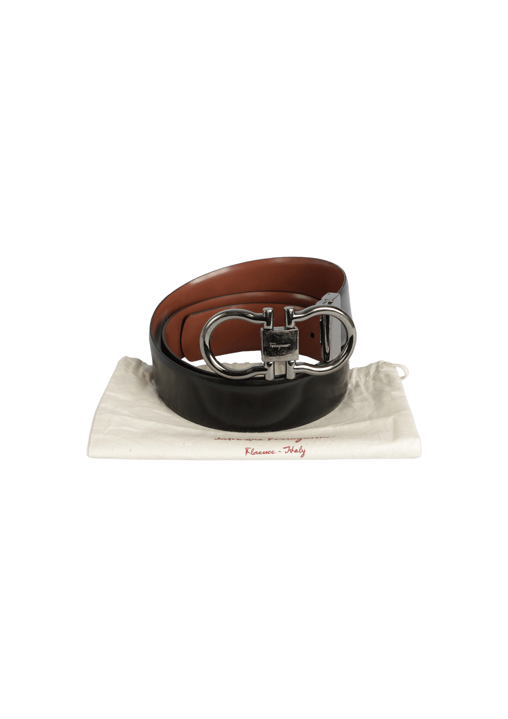 CINTO SALVATORE FERRAGAMO GANCINI LOGO BELT 80 PRETO ORIGINAL – Gringa