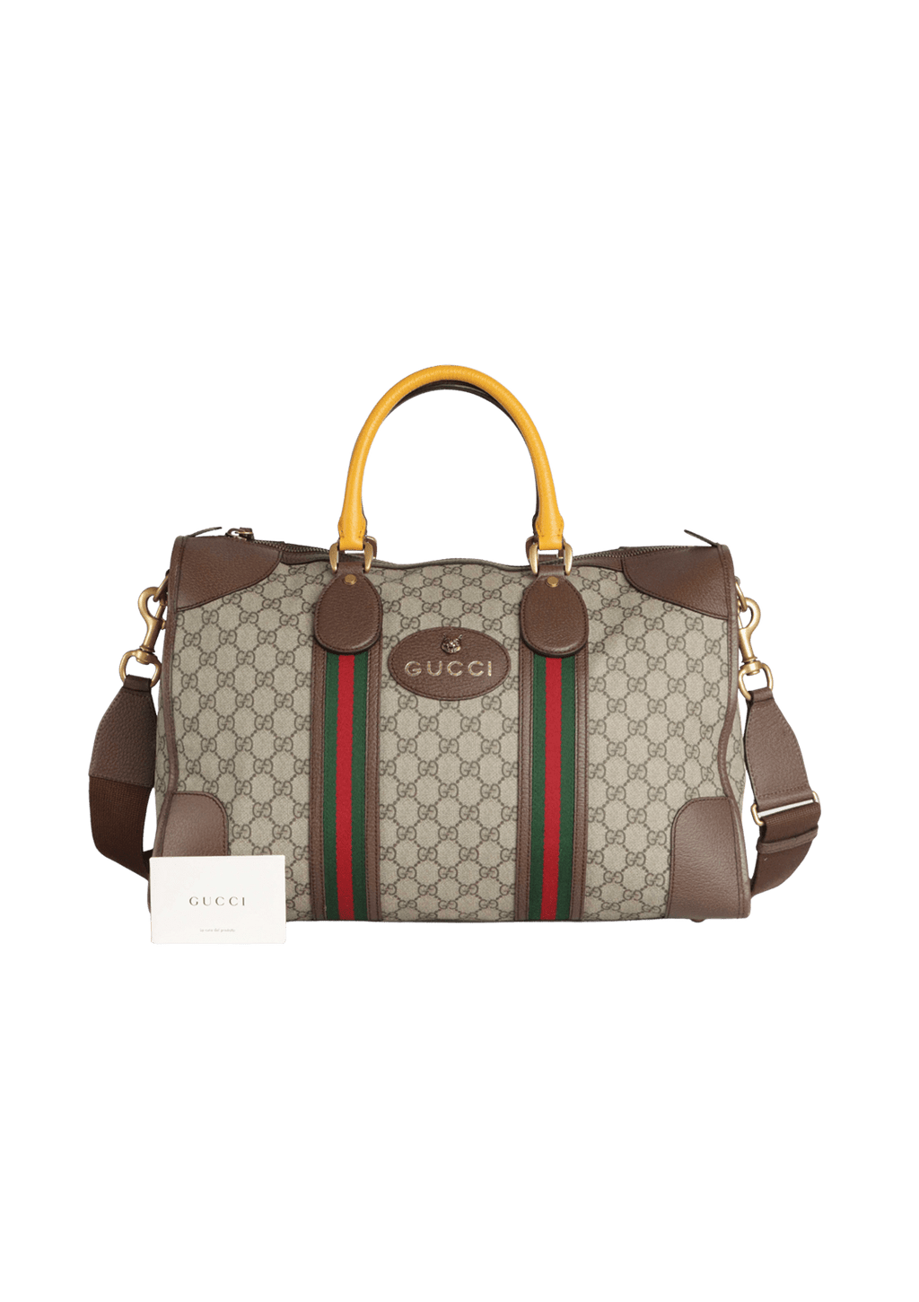 MALA GUCCI GG SUPREME NEO VINTAGE WEB DUFFLE BEGE ORIGINAL – Gringa