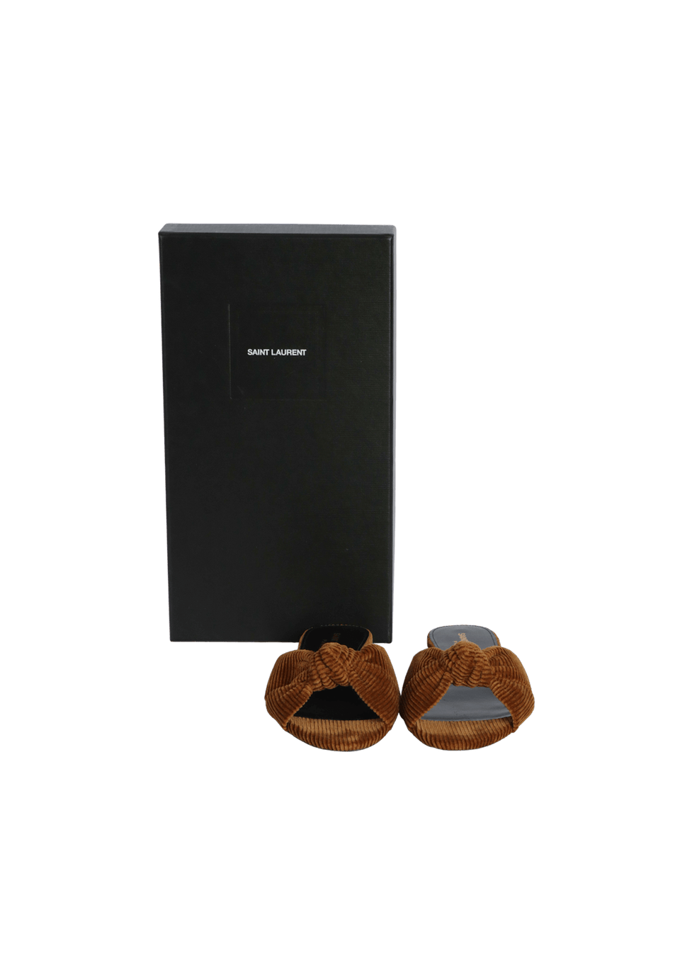 SANDÁLIA SAINT LAURENT BIANCA KNOTT SUEDE FLATS 35 MARROM ORIGINAL – Gringa